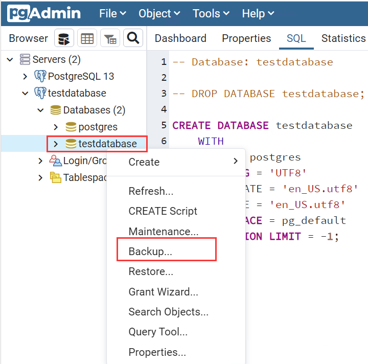 Backing up and Restoring a Database via pgAdmin · GitBook